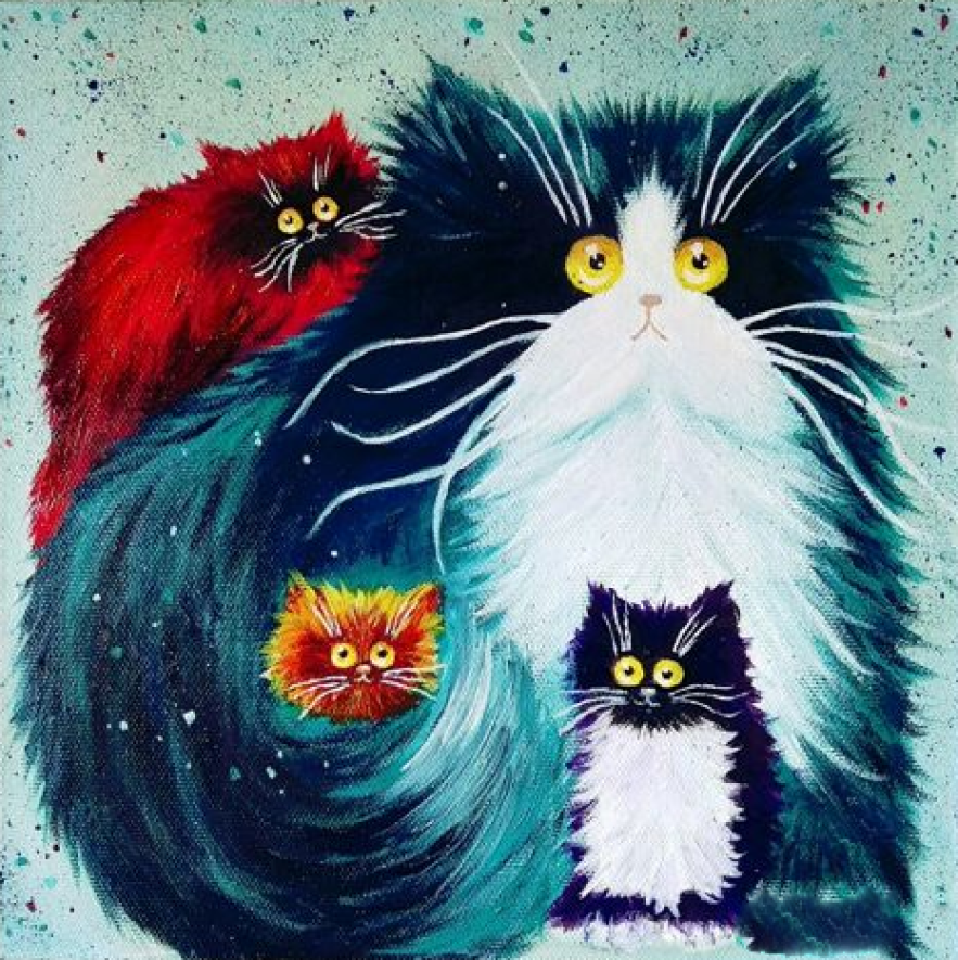 Fat Cats 16"X16" | The Pink Razzberry Diamond Painting